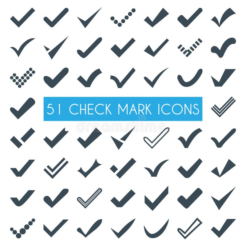 Set of Different Check Marks or Ticks and Crosses Stock Illustration ...