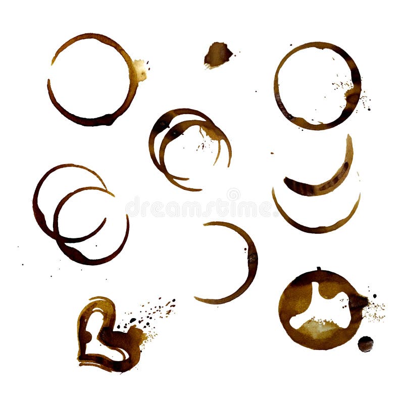 Set of Different Vector Coffee Spots, Coffee Cup Rings, Splatters ...