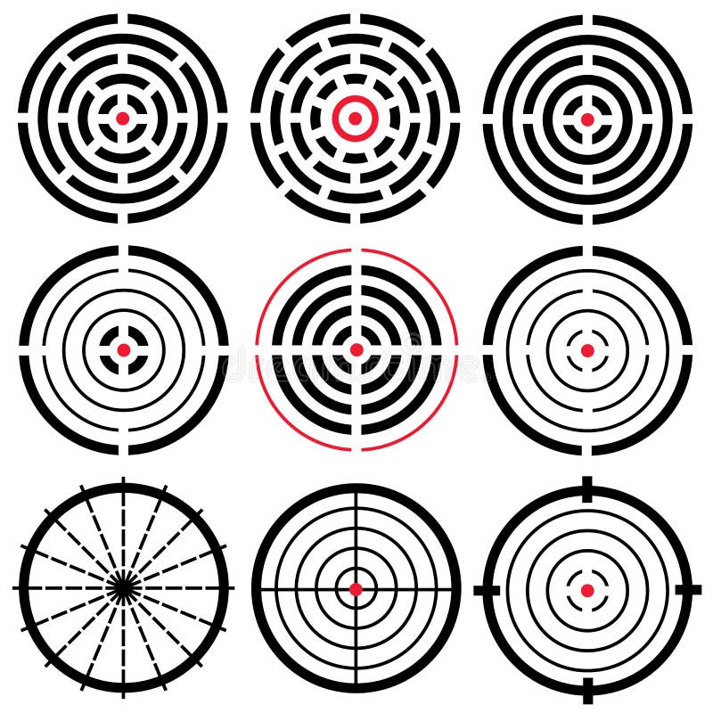 Set of 9 Different Vector Highly Detailed Crosshairs. Target Stock ...