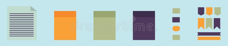 Set of Different Vector Note Papers Cartoon Icon Design Template with ...