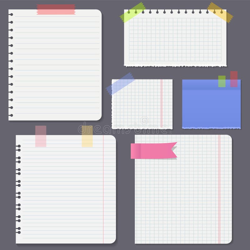 Set of Different Vector Note Papers. Vector Torn Paper Pieces, Blank ...
