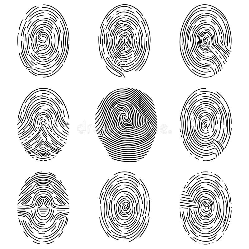 Outline Fingerprint Flat Vector Icon. Identification of Person Stock ...