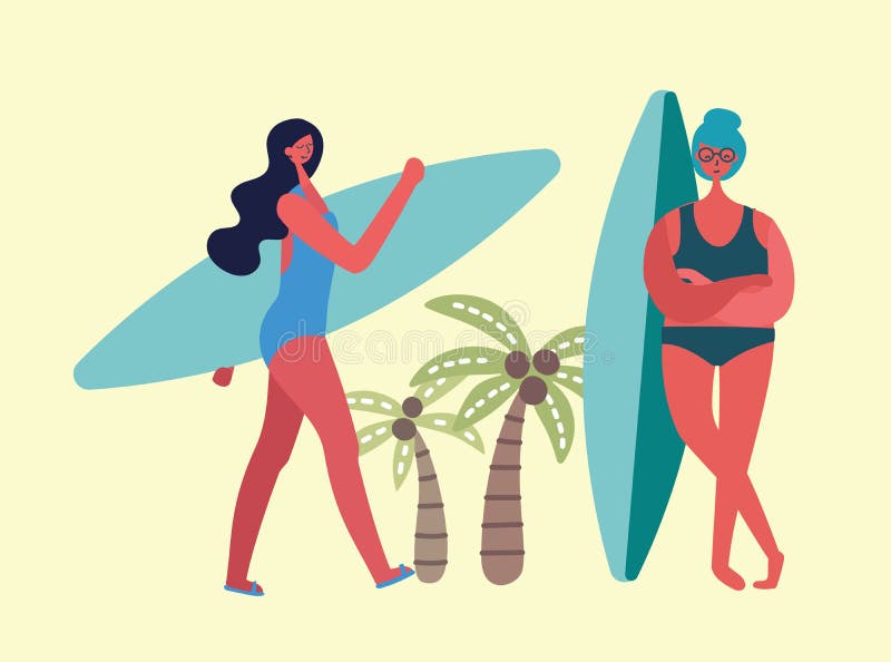 Set of Different Vector Summer People and Icons Stock Vector ...