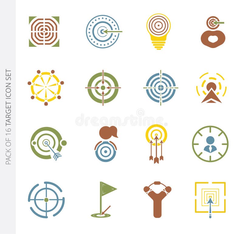 Set of 16 Different Vector Target Colored Icons Stock Vector ...