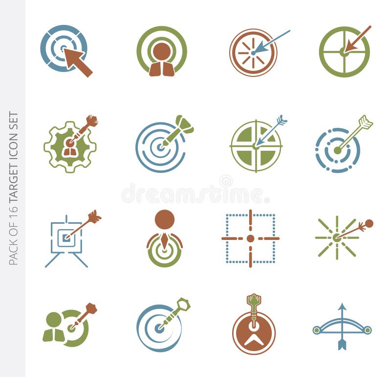 Set of 16 Different Vector Target Colored Icons Stock Vector ...