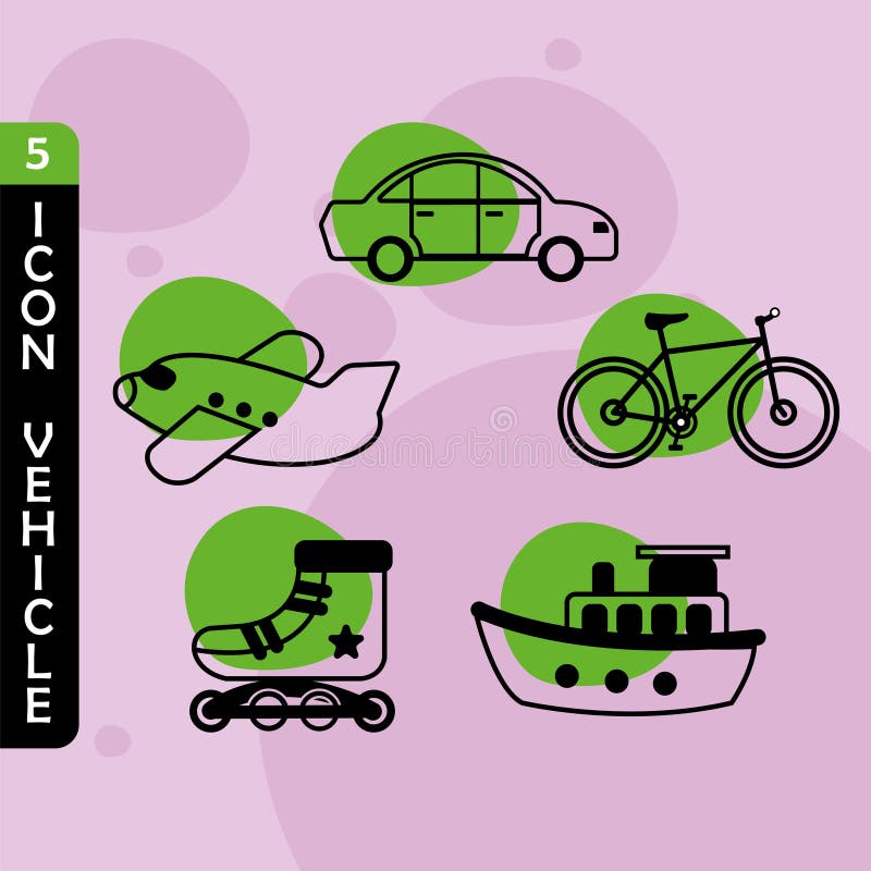 Set of Different Vehicle Icons Vector Stock Vector - Illustration of ...