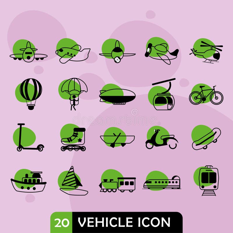 Set of Different Vehicle Icons Vector Stock Vector - Illustration of ...