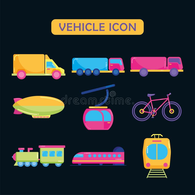 Set of Different Vehicle Icons Vector Stock Vector - Illustration of ...