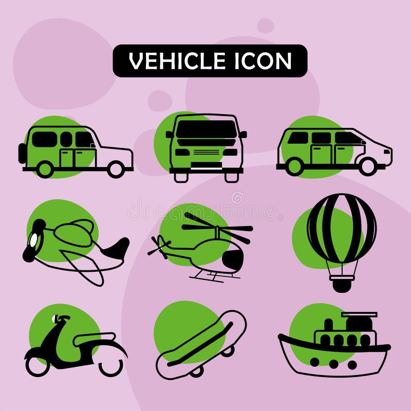 Set of Different Vehicle Icons Vector Stock Vector - Illustration of ...