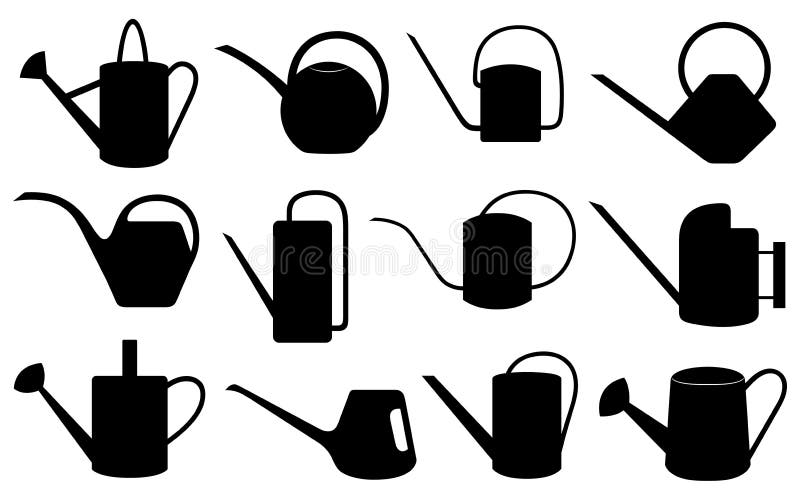 Set of Different Watering Cans Stock Vector - Illustration of nature ...