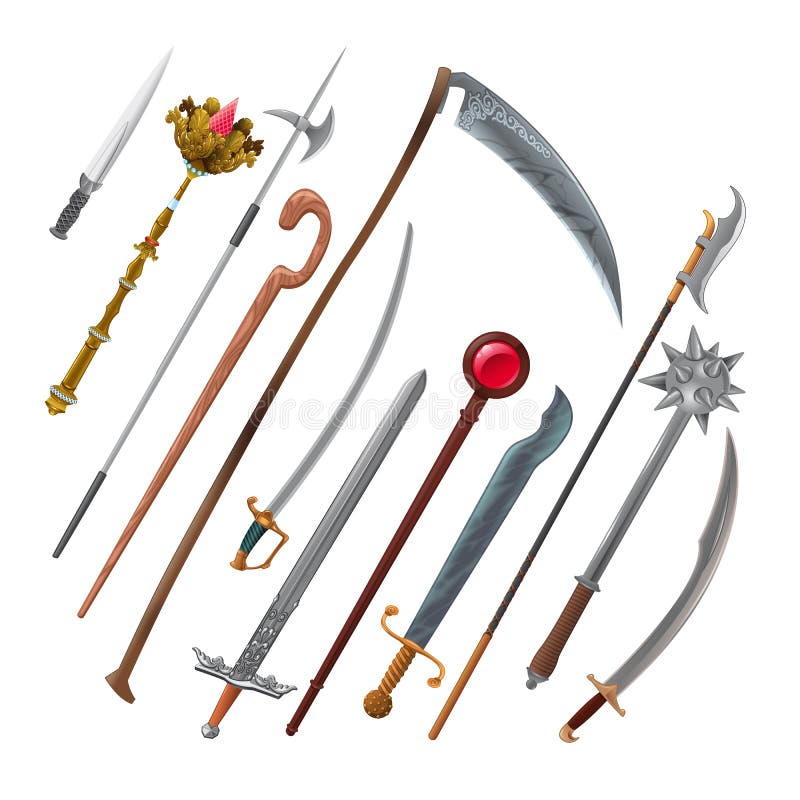 Set of different weapons stock vector. Illustration of ancient - 54067428