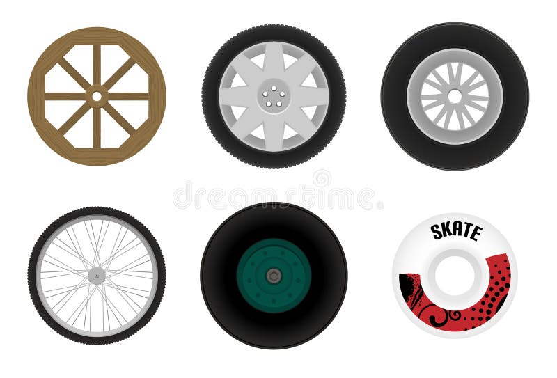 Set of different wheels stock vector. Illustration of airplane - 18855361