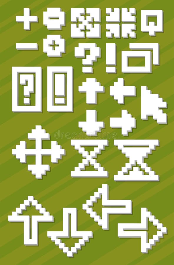 Set of Different White Pixel Font Symbols Stock Vector - Illustration ...
