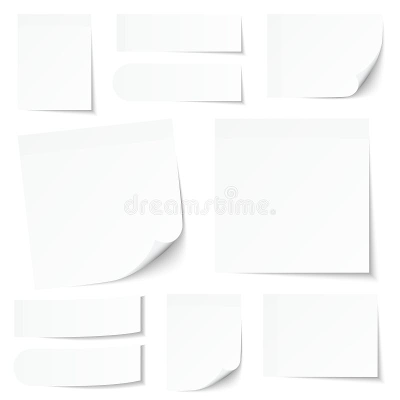 Set of Different White Sticky Notes with Shadow Stock Vector ...