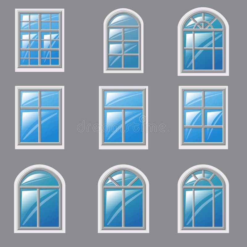 Set of Different Windows, Element for Architecture, Vector ...