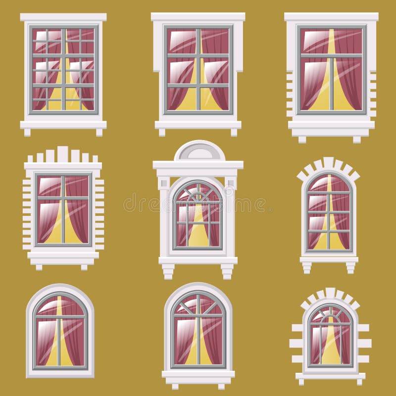 Set of Different Windows, Element for Architecture, Vector ...