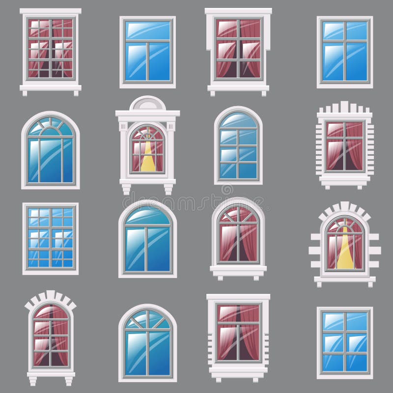 Set of Different Windows, Element for Architecture, Vector ...