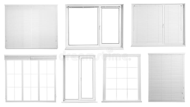 Set with Different Windows on Background Stock Image - Image of home ...