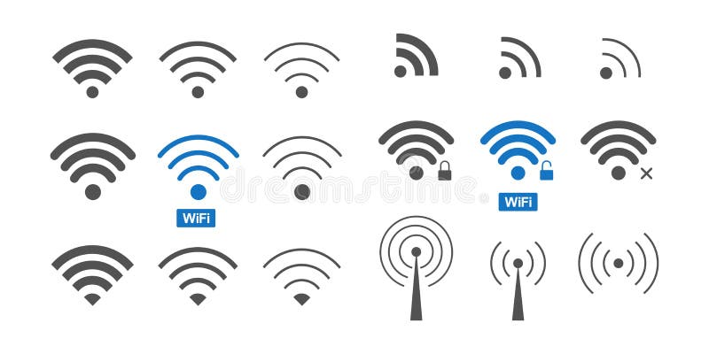 Set of Different Wireless and Wifi Icons for Design. Stock Illustration ...