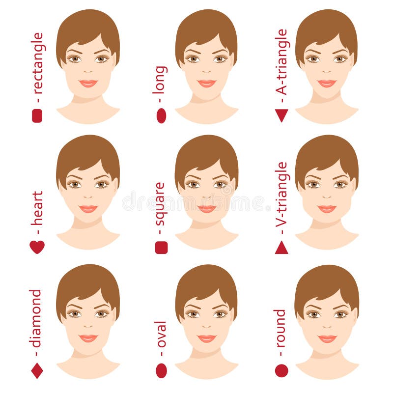 Set Of Different Woman Face Types Female Face Shapes Stock Vector