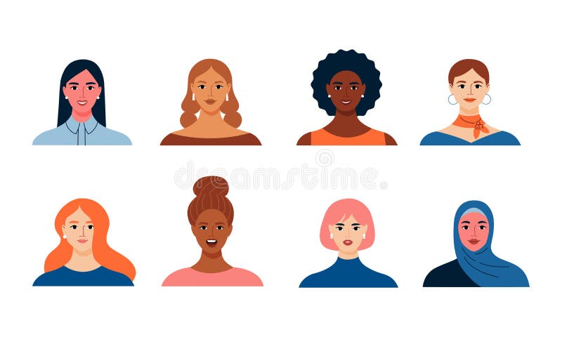 Set of Different Women Avatars Stock Vector - Illustration of woman ...