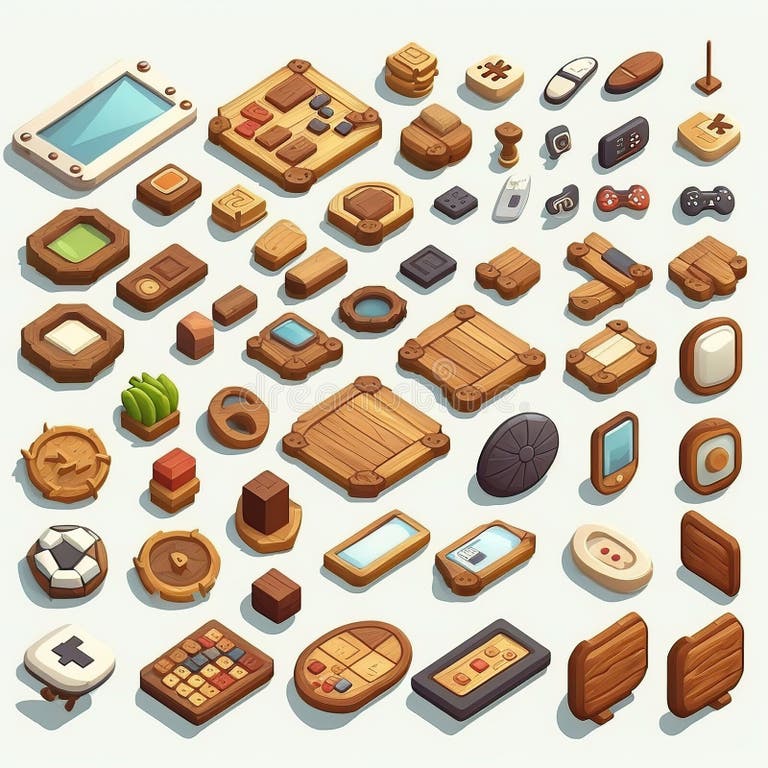 Set of Different Wooden Board User Interface of Game. Generative Ai ...