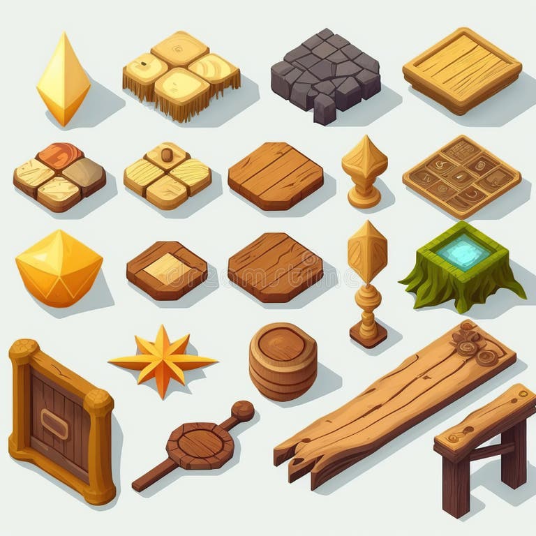Set of Different Wooden Board User Interface of Game. Generative Ai ...