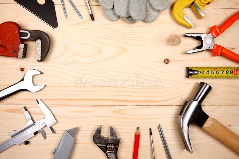 Set of Different Working Tools Stock Image - Image of measure, long ...