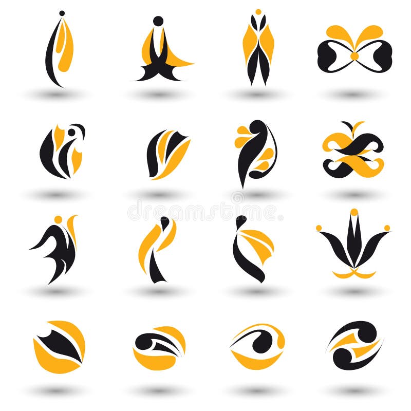 Set of Different Yellow Abstract Flat Elements Stock Vector ...