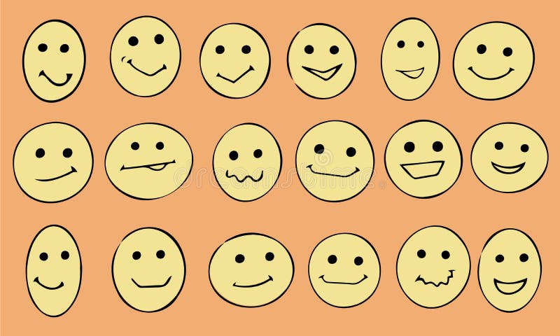 Set of Different Yellow Circle Smiles. Made in Vector Stock Vector ...