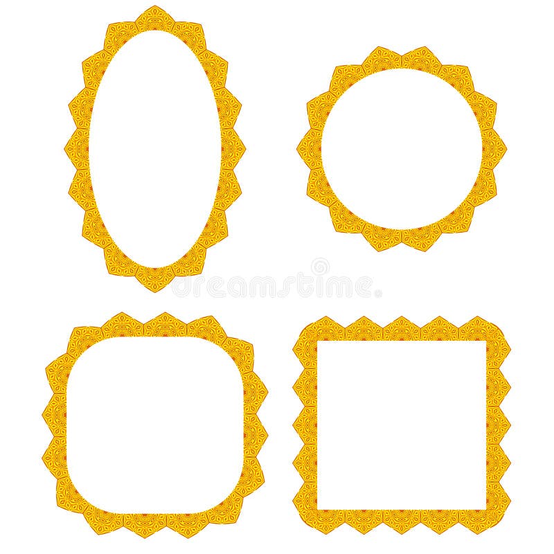 Set of Different Yellow Frames Stock Vector - Illustration of asian ...