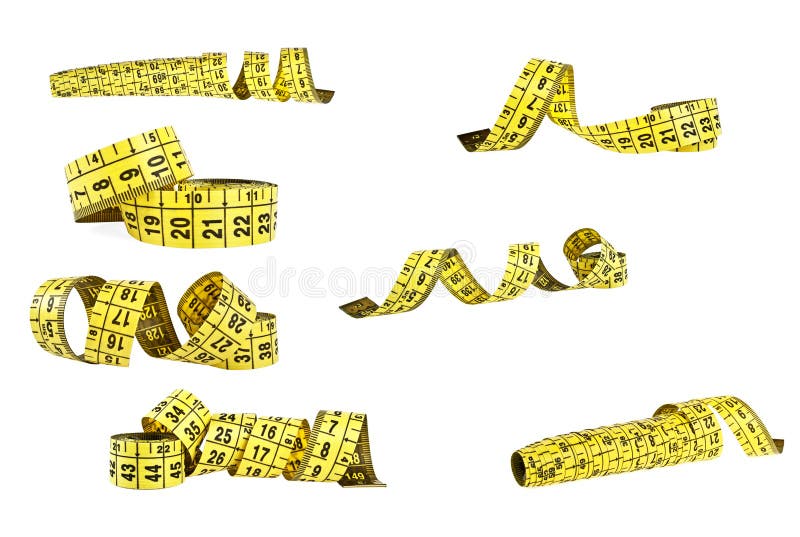 Different Yellow Measuring Tapes on a White Background Stock Photo ...