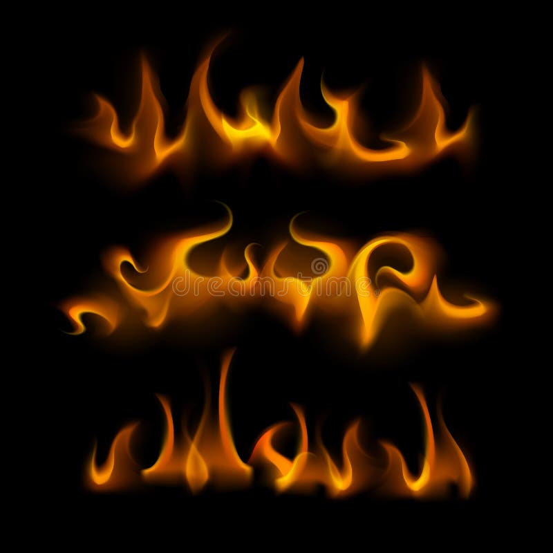Set of Different Yellow Orange Fire Flame Bonfire Stock Vector ...