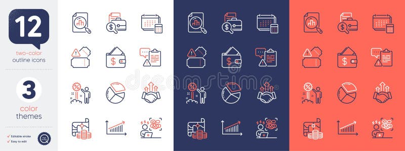 Set of Difficult Stress, Account and Wallet Line Icons. for Design ...