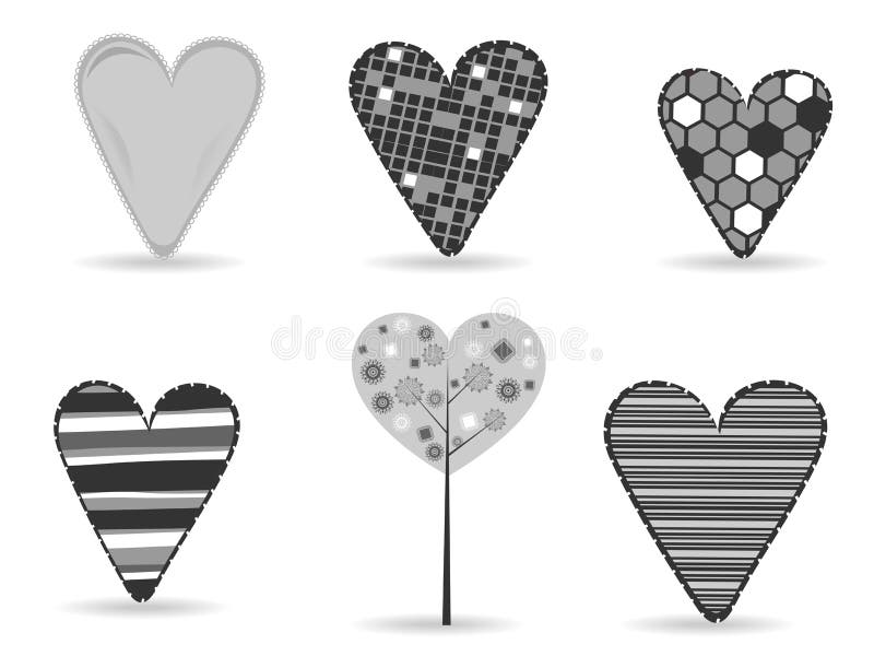 A Set of Diffrent Styles Heart Shapes Stock Vector - Illustration of ...