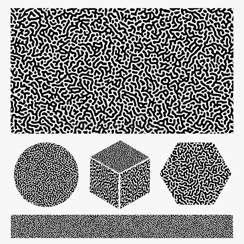 Set of Diffusion Reaction Pattern. Black and White Organic Shapes ...