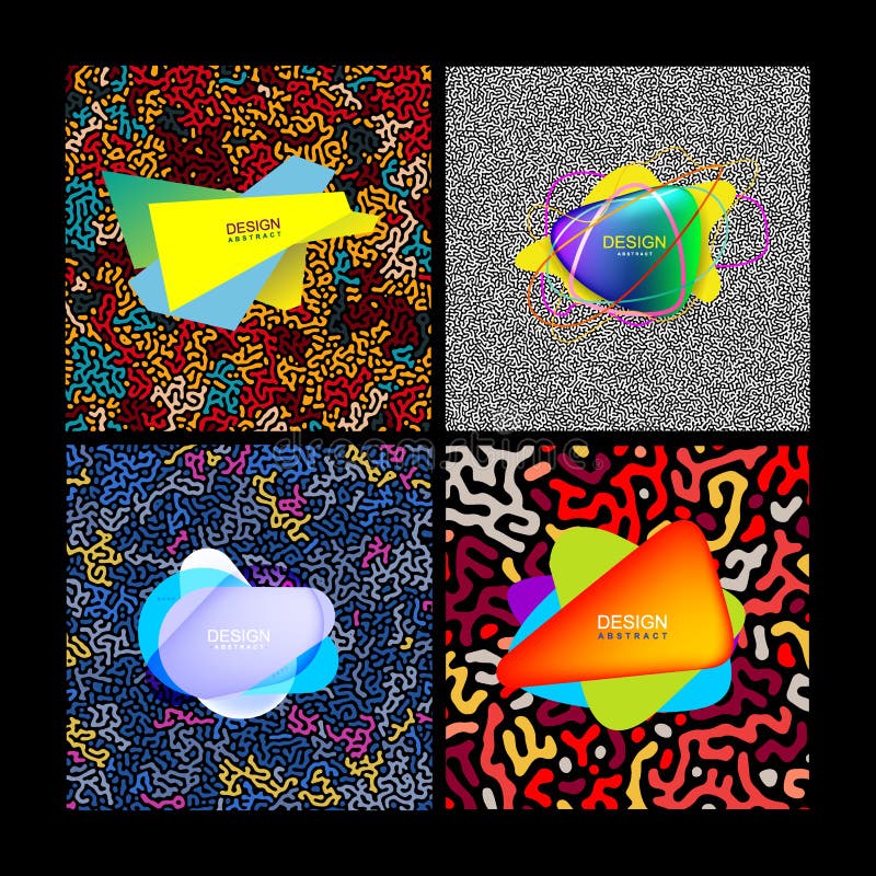 Set of Diffusion Reaction Pattern. Colored, Black and White Organic ...