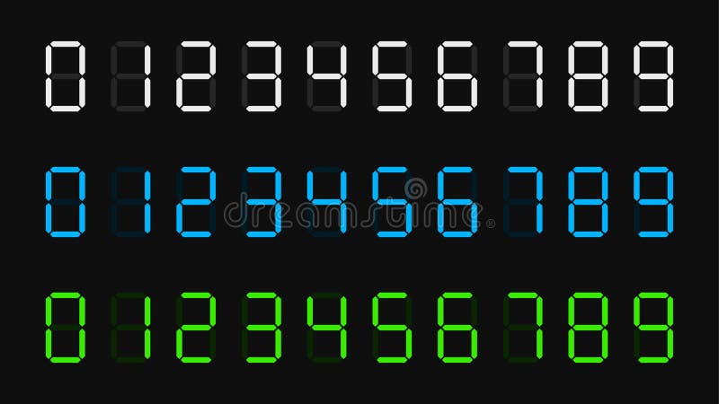 Set of Digital Clock Digits. Digits of a Calculator or Electronic ...