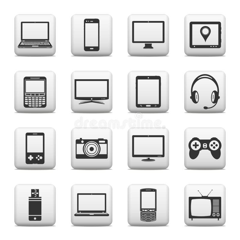 Set of Digital Devices and Electronic Gadgets Icons. Web Buttons. Stock ...