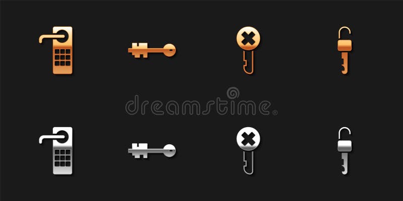 Set Digital Door Lock, Old Key, Wrong and Unlocked Icon. Vector Stock ...