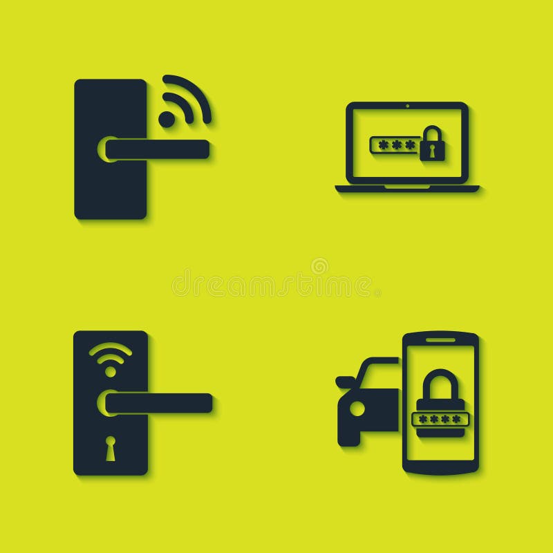 Wireless Smart Door Lock System Outline Icon Vector. Electronic ...