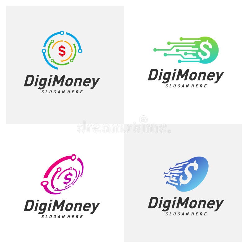 Set of Digital Money Logo Design Concept Vector, Simple Money ...