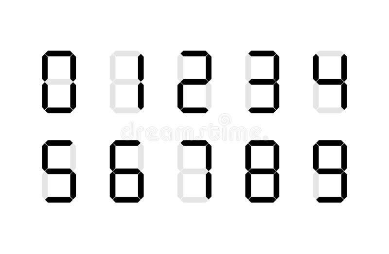 Set of Digital Number Signs Made Up from Seven Segments on White Stock ...