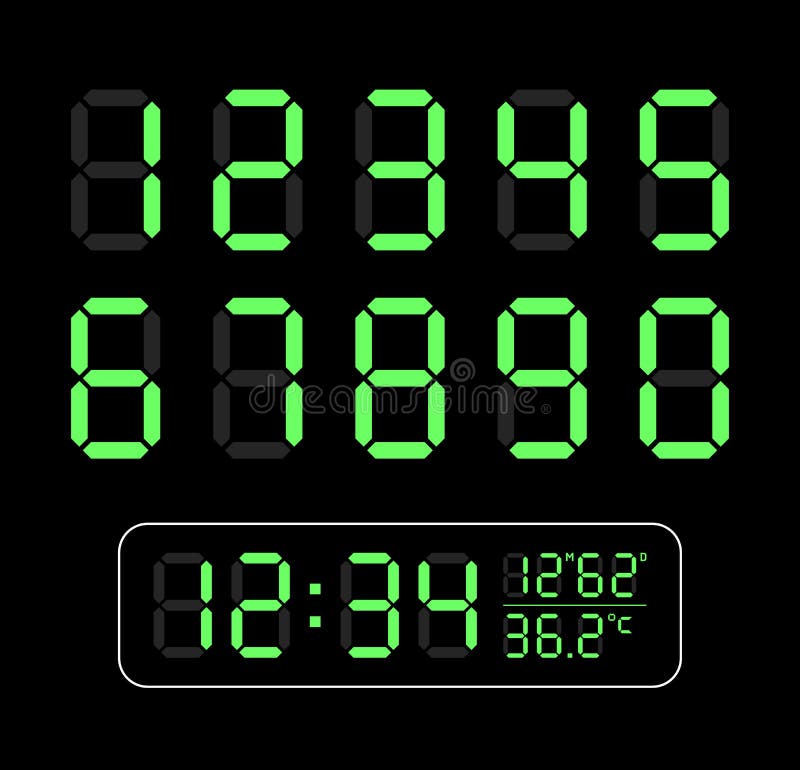 Set of Digital Numbers Illustration Stock Vector - Illustration of ...