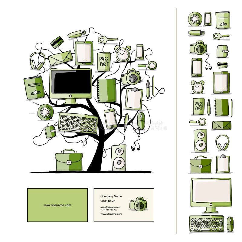 Set of Digital Office Devices. Sketch for Your Design Stock Vector ...