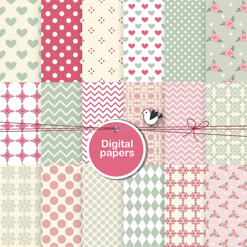 Set of Digital Seamless Patterns Stock Vector - Illustration of ...