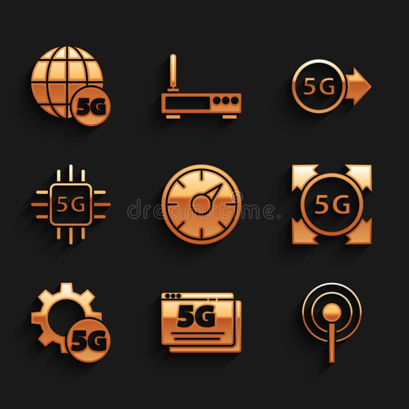 Set Digital Speed Meter 5G, Network, Antenna, Setting, Processor, and ...