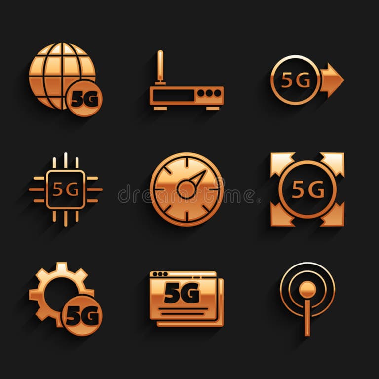 Set Digital Speed Meter 5G, Network, Antenna, Setting, Processor, and ...