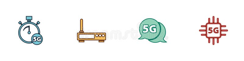 Set Digital Speed Meter 5G, Router and Wi-fi Signal, Network and ...