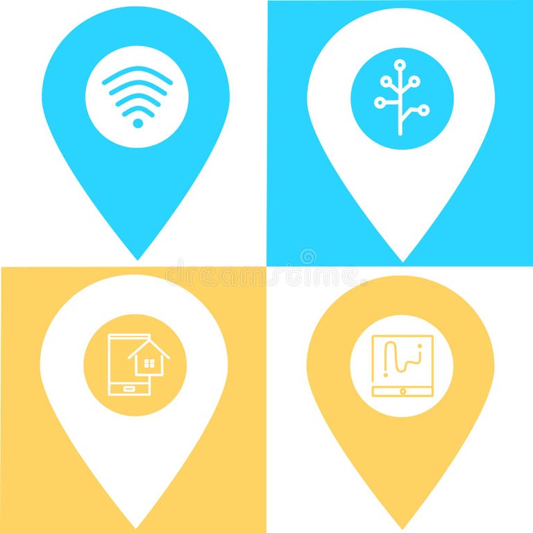 Set of Digital Technology Store Location Map Pin Pointer Icon. Element of Map Point for Mobile ...